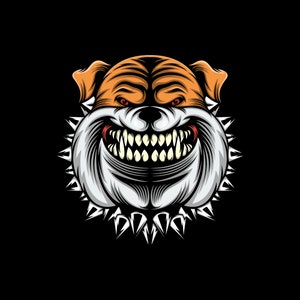 Hand Drawn Scary Bulldog Mascot Logo SVG English Angry Dog Head Face ...