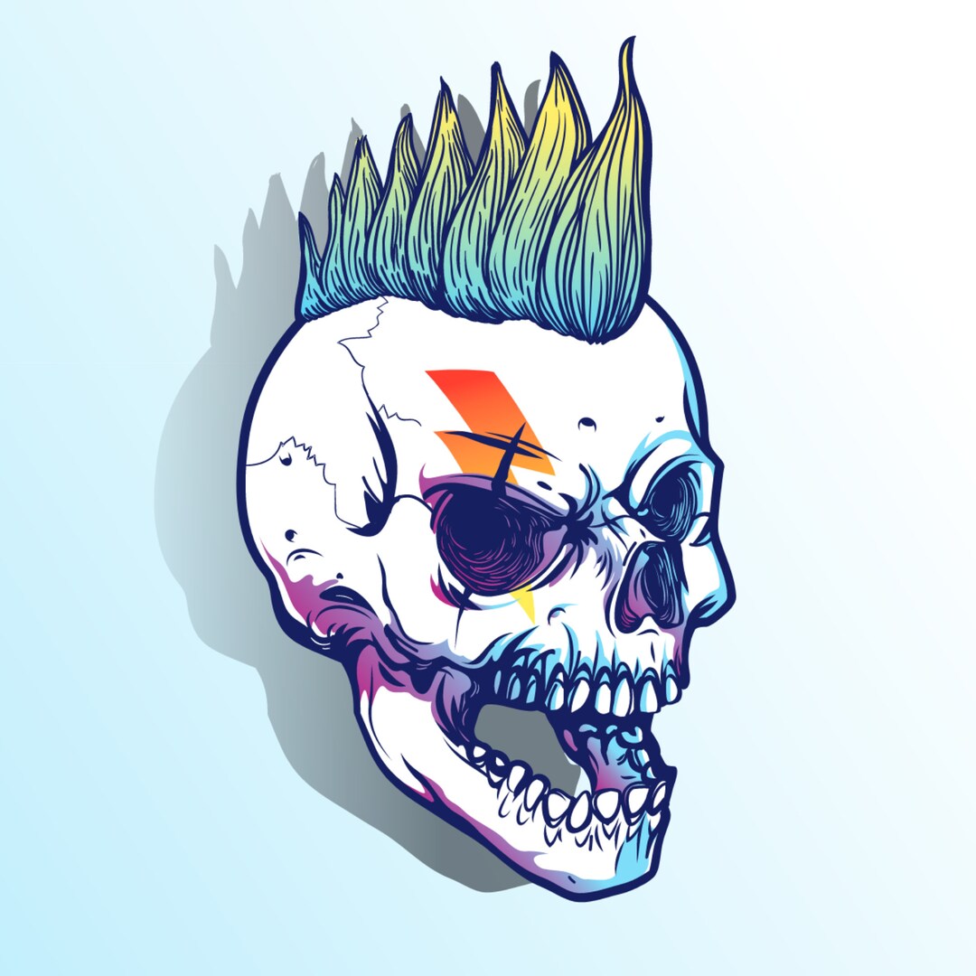 Punky Skull SVG Bowie Punk is Not Dead Clipart Rock and Roll Skeleton ...