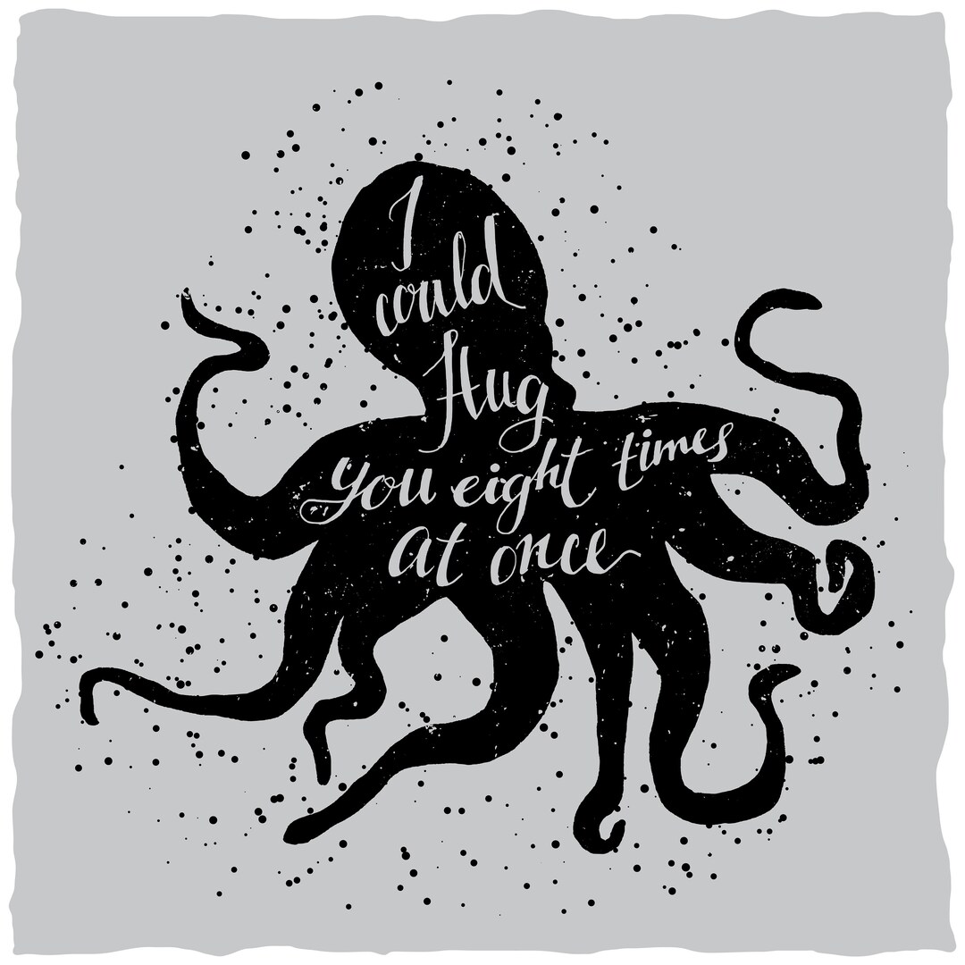 Hand Drawn Octopus Illustration SVG Squid Kraken Clipart Free Hugs ...