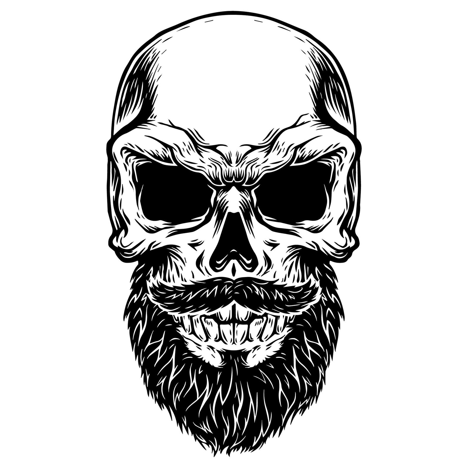 Bearded Skull SVG: Hand Drawn Hipster Skeleton Clipart (digital ...