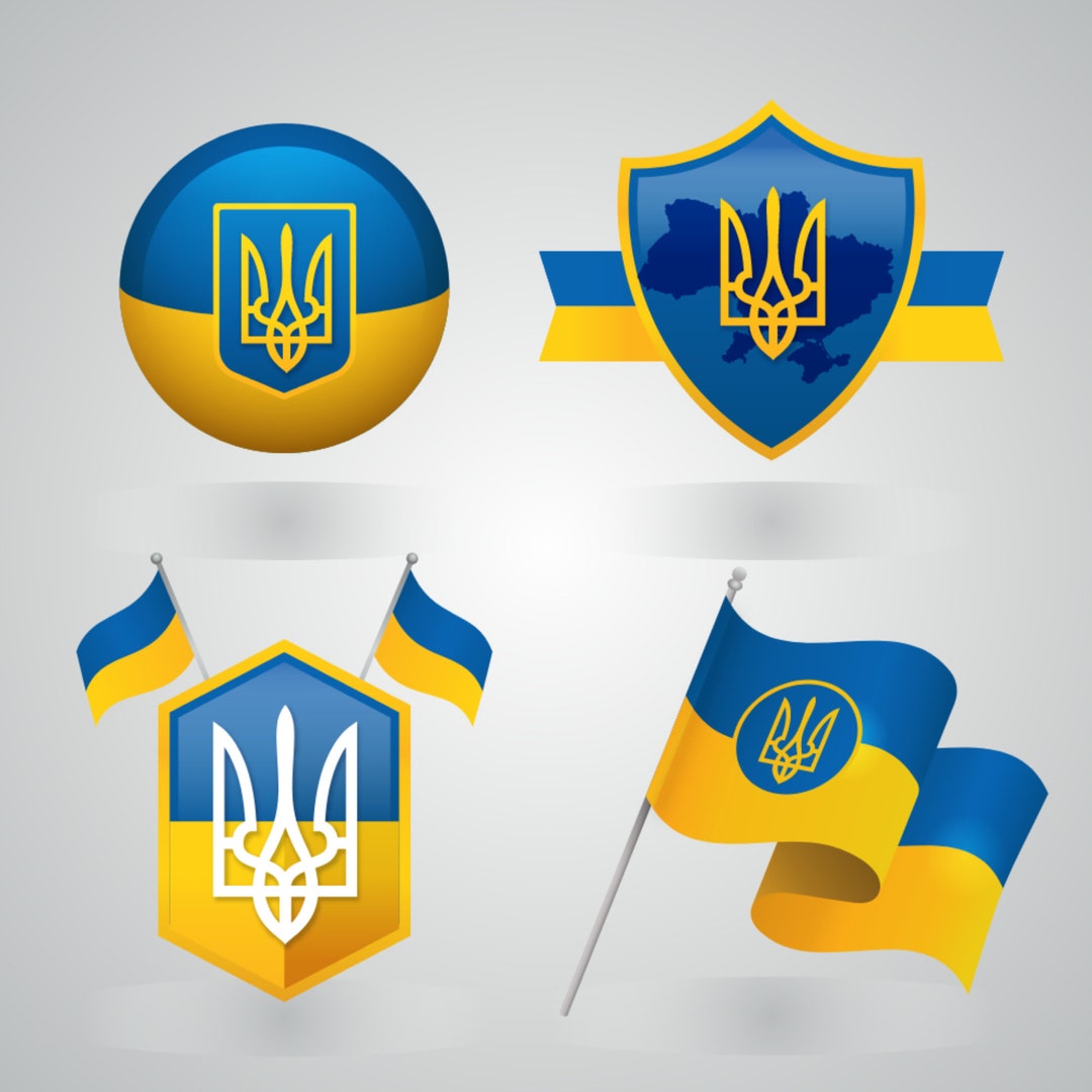 Hand Drawn Realistic UKRAINE National Emblems SVG Bundle Illustration ...