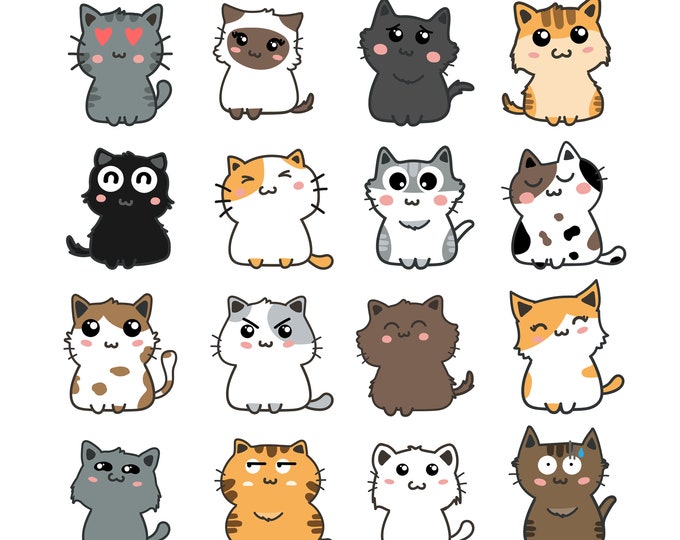 Cute Cats SVG Bundle, Hand Drawn Kitten Clipart (digital Download) - Etsy
