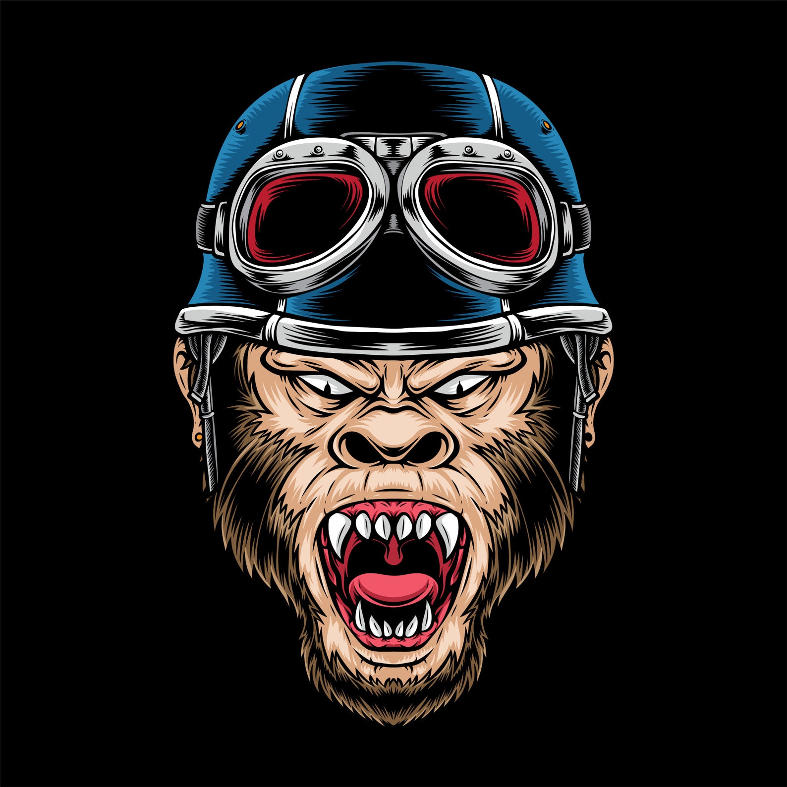 Hand Drawn Angry Ape Biker Illustration SVG Rider Gorilla - Etsy