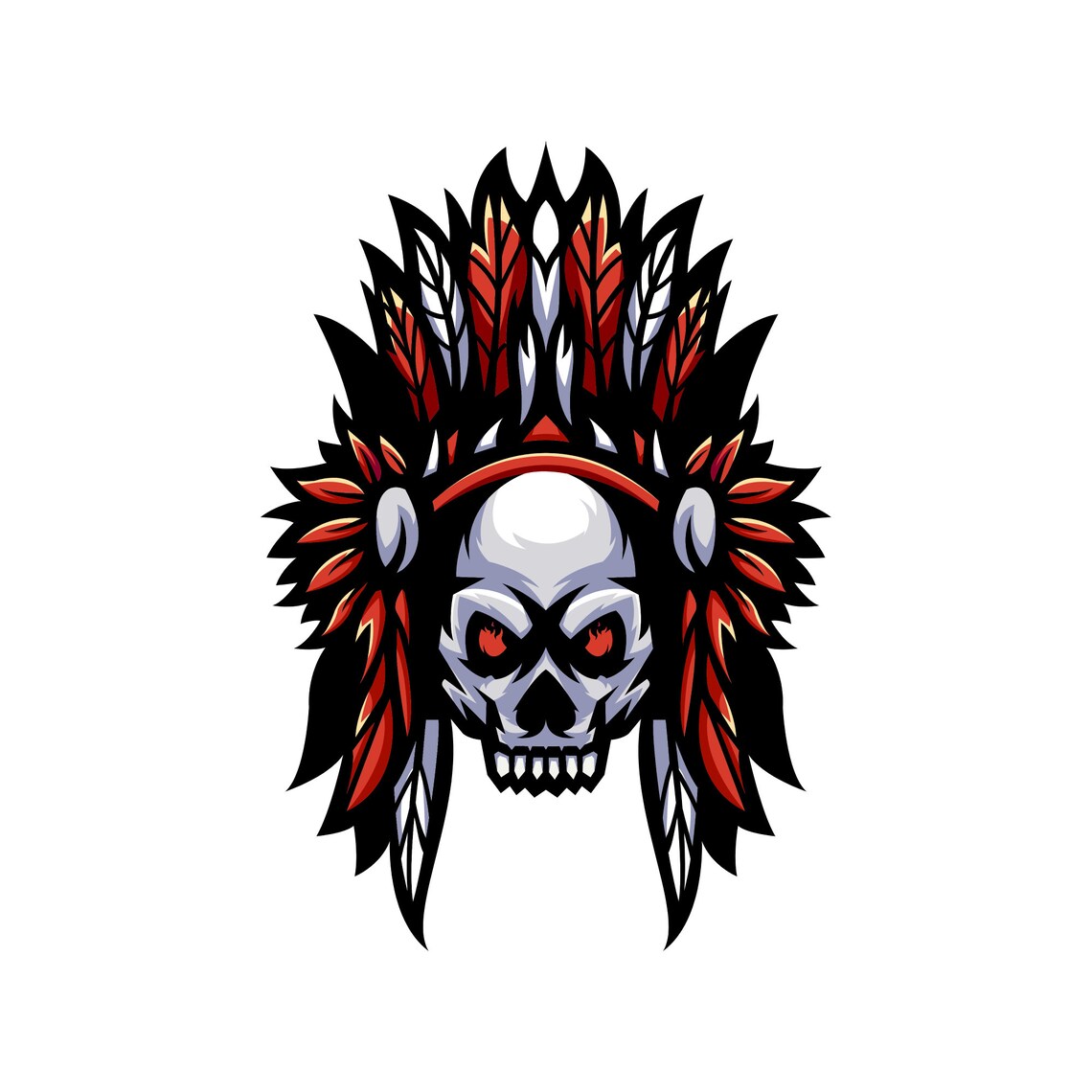 Hand Drawn Apache Skull Illustration SVG Indian Skeleton - Etsy