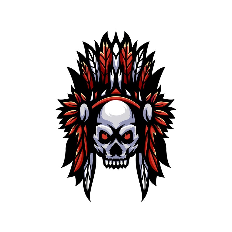 Hand Drawn Apache Skull Illustration SVG Indian Skeleton - Etsy