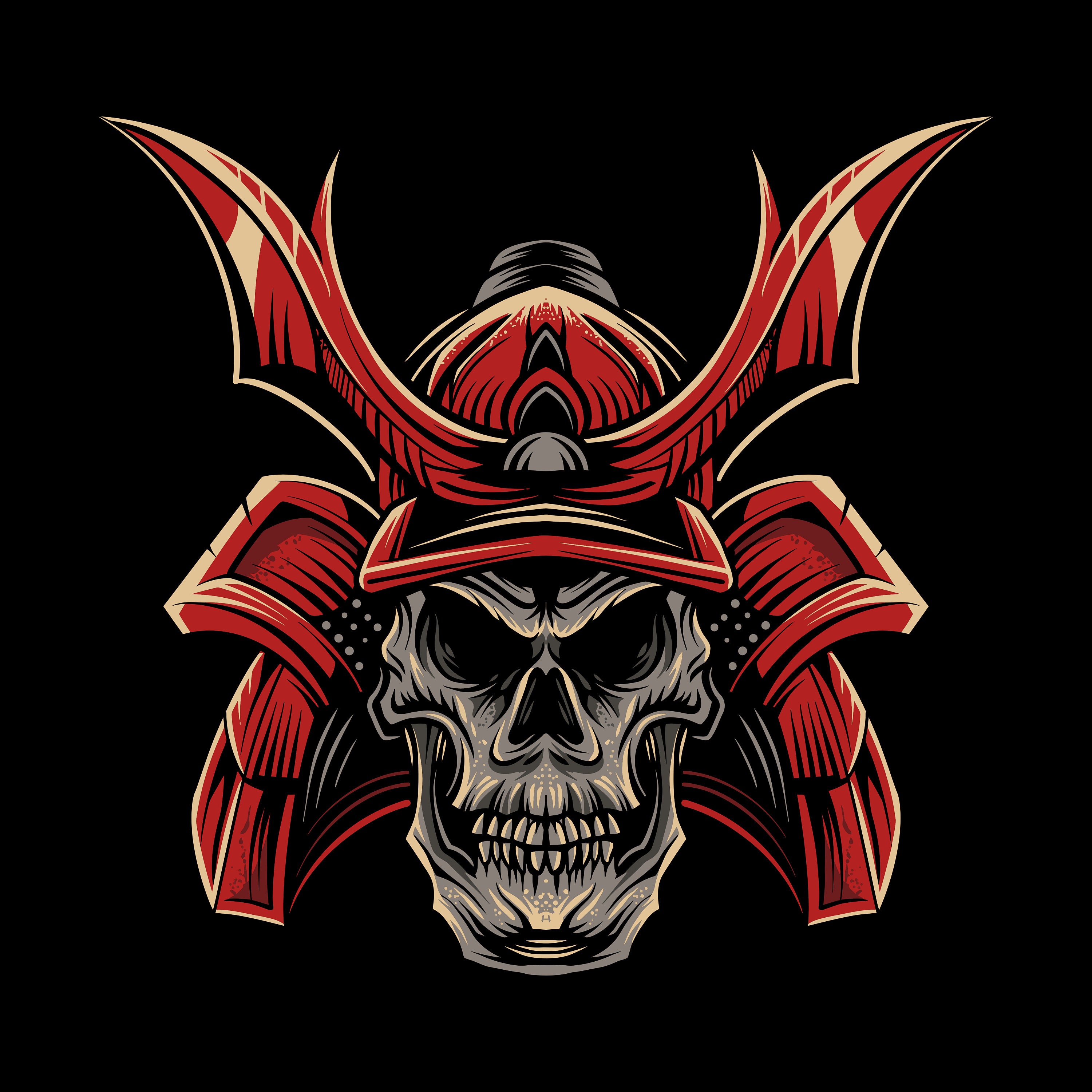 Samurai Helmet Vector Skull
