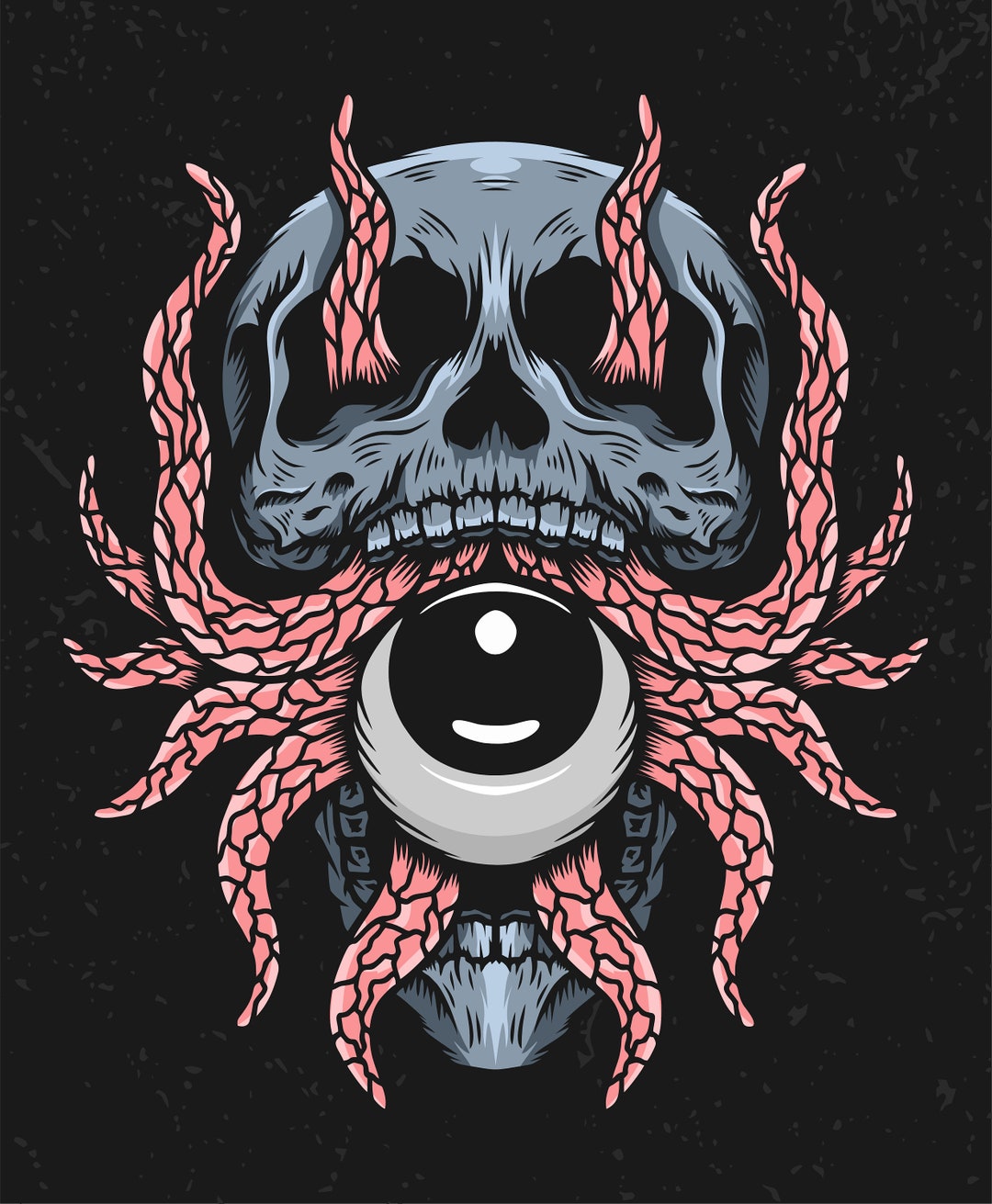 Hand Drawn Monster in Skull SVG Illustration Alien in Skeleton Head ...