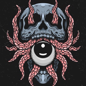 Hand Drawn Monster in Skull SVG Illustration Alien in Skeleton Head ...