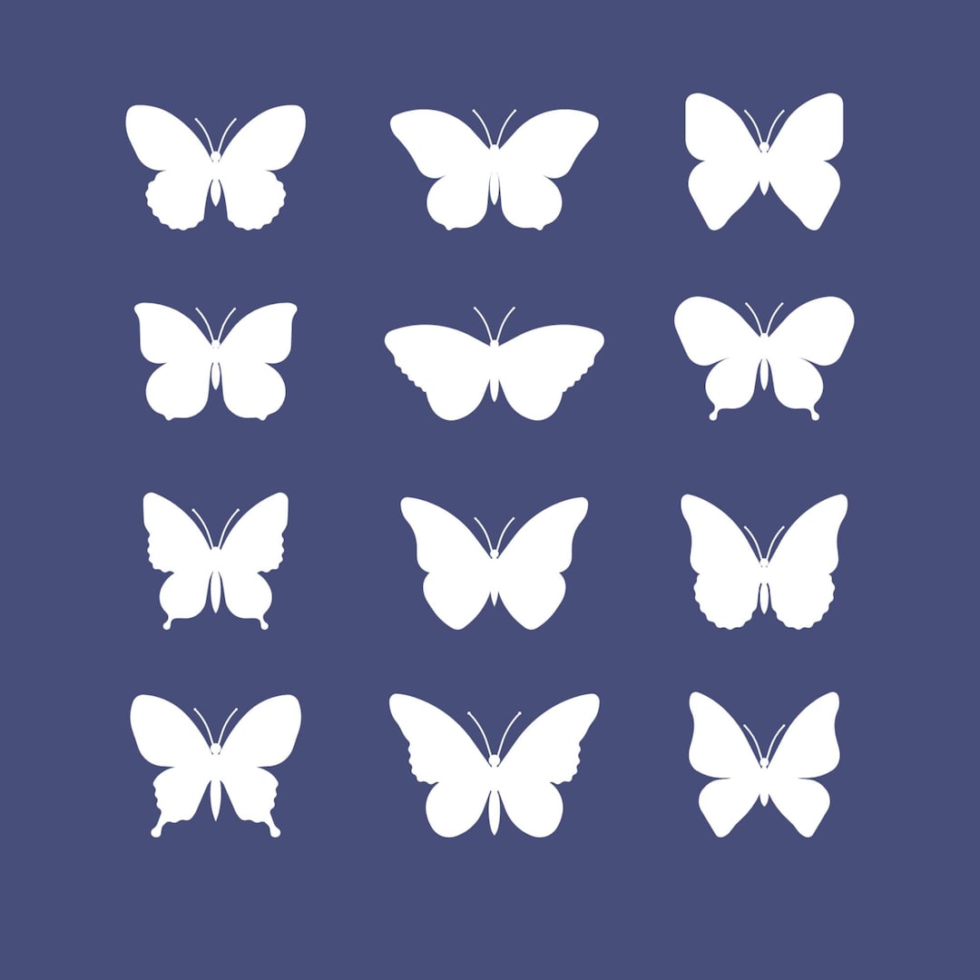 Hand Drawn White Butterfly SVG Bundle Flat Icon Elements Clipart Pack ...