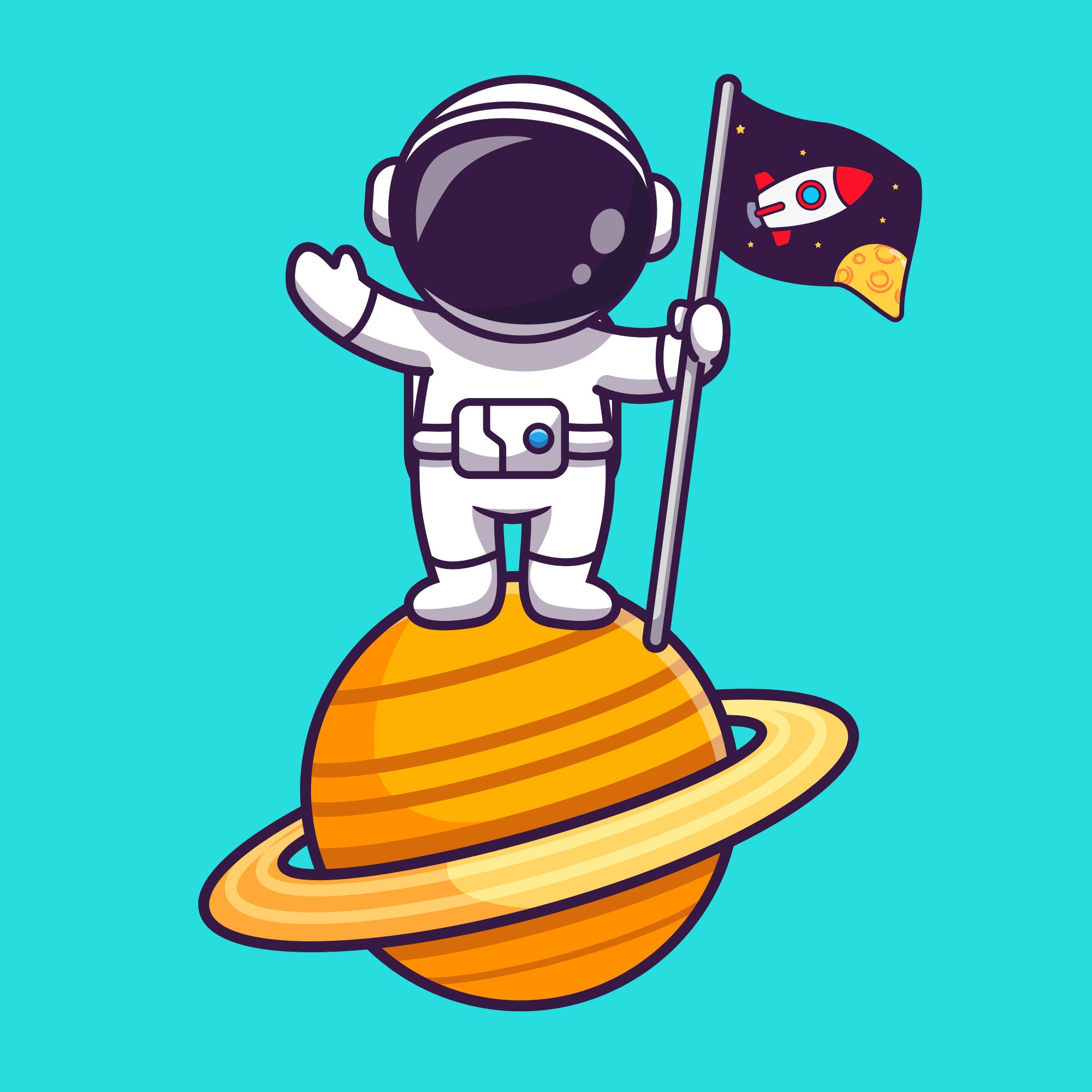 Waving Astronaut In Rocket
