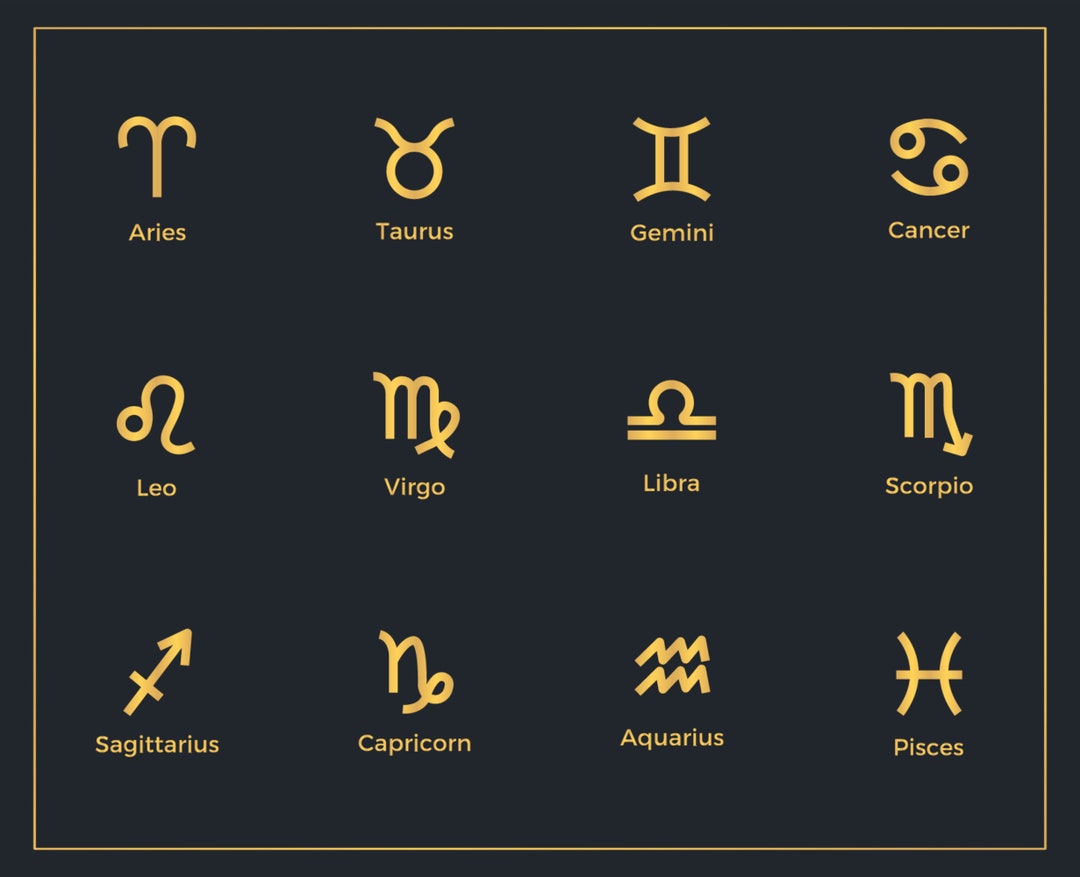 Hand Drawn Minimalist Zodiac Signs SVG Bundle Horoscope Elemenets ...