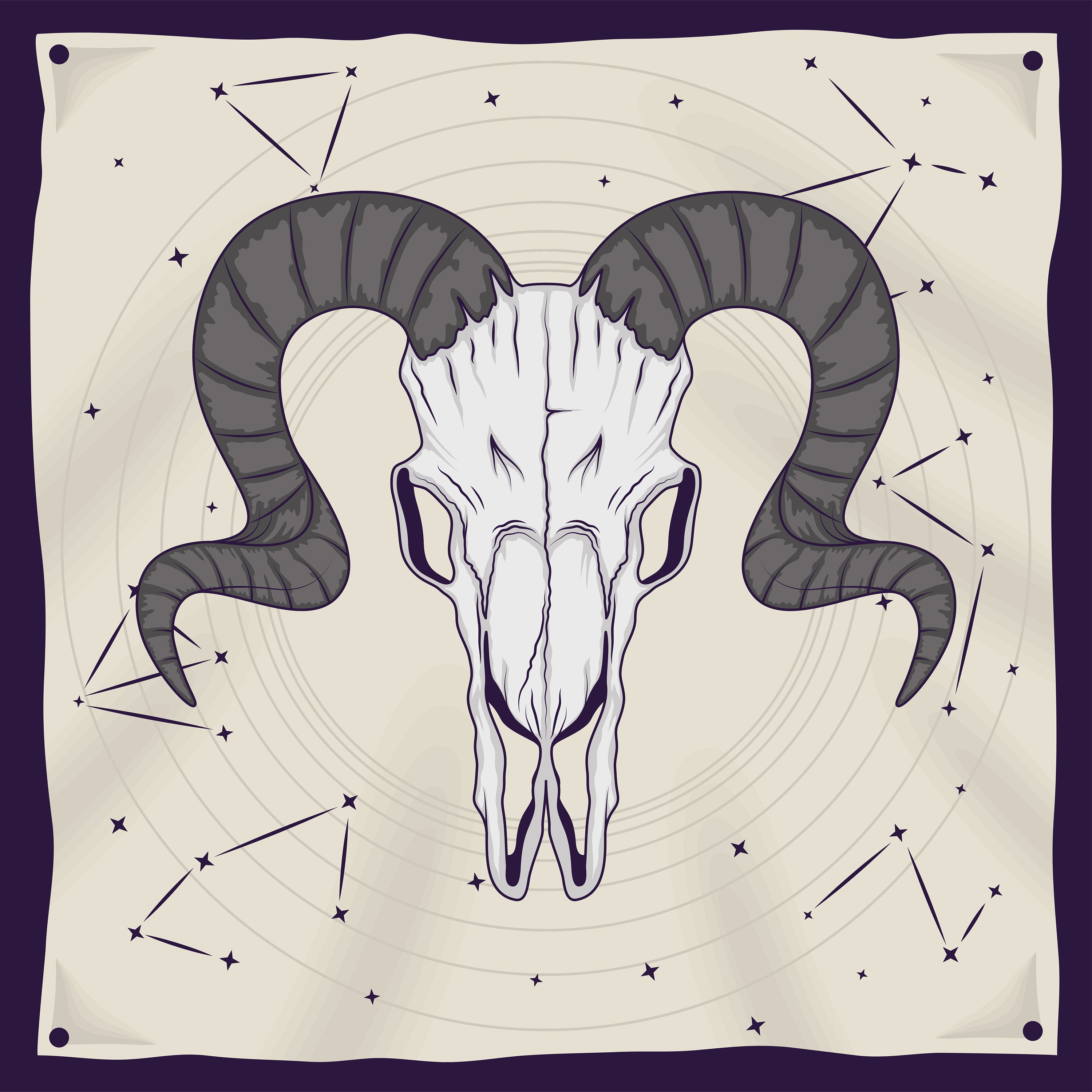 Satanic Goat Skull Drawing