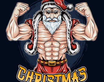 Santa Muscle Gym Svg - Etsy
