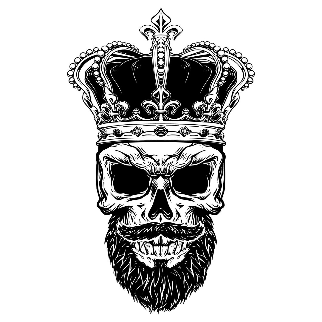 Skull King With Beard SVG: Crowned Skeleton Clipart (digital Download ...