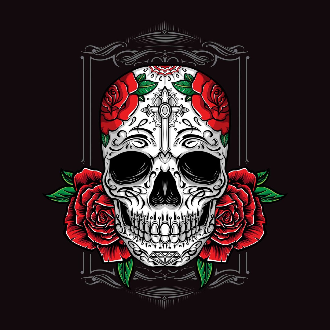 Dia De Los Muertos Sugar Skull & Rose SVG Clipart (digital Download) - Etsy