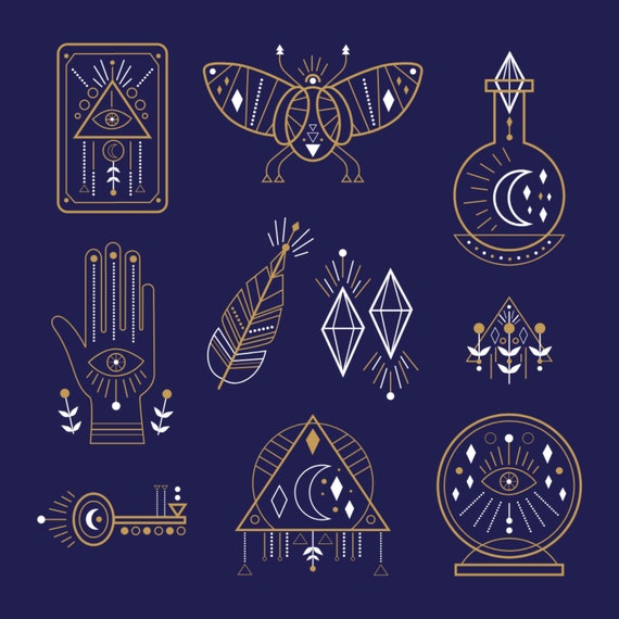 Hand Drawn Esoteric Elements Minimalist SVG Bundle Mystic Flat - Etsy