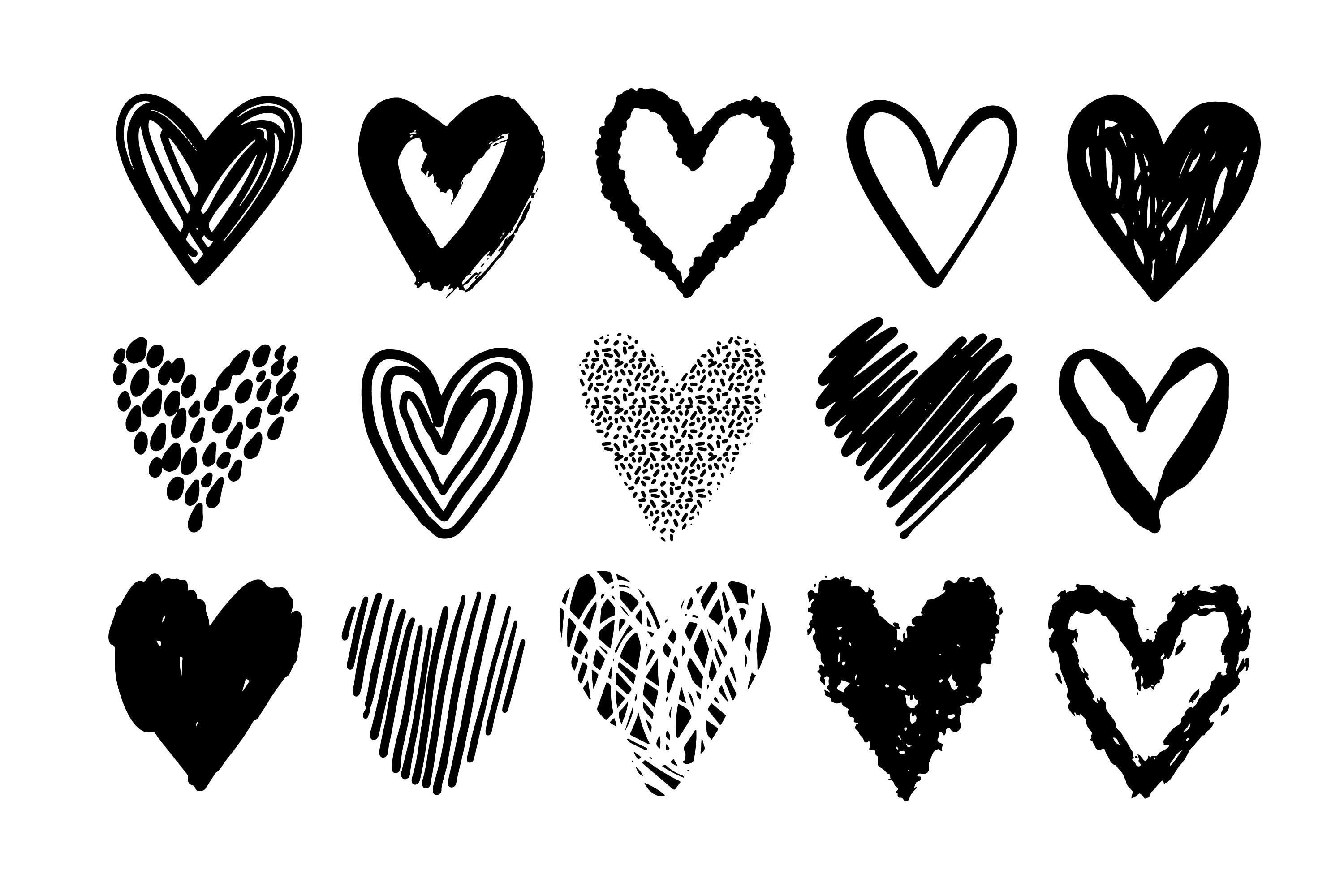 Hand Drawn Hearts Svg Bundle Open Heart Valentines's Day | Etsy