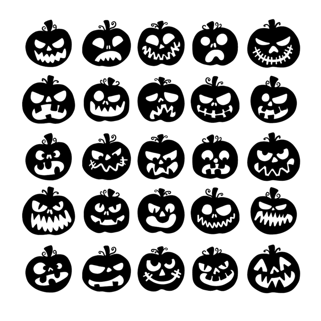 Hand Drawn Halloween Pumpkin SVG Bundle: Spooky Clipart (digital ...
