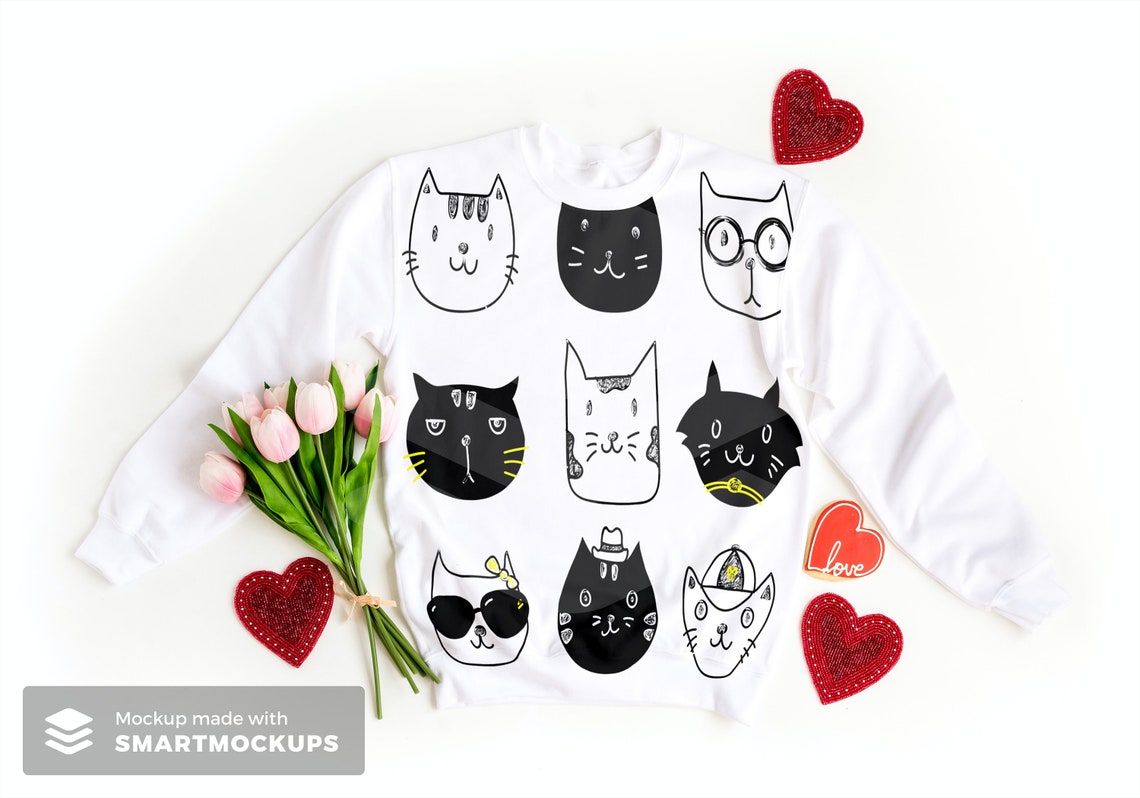 Hand Drawn Cat Heads SVG Set Mega Bundle Cats Vector Files Png - Etsy