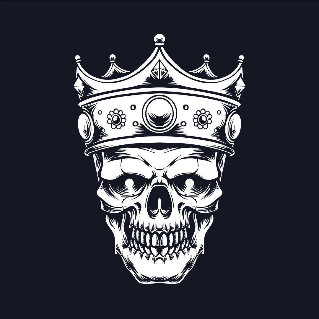 Skull King SVG With Crown Scarry Halloween Skeleton Clipart Dead ...