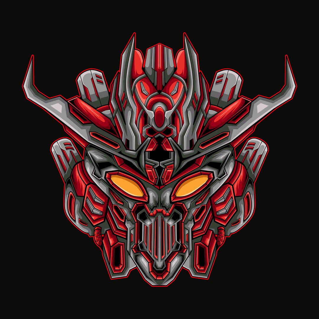 Hand Drawn Robot Head SVG: Red Android Transformer Clipart (digital ...