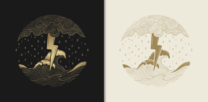 Hand Drawn Tarot Card Illustration SVG Bundle Lightning in - Etsy