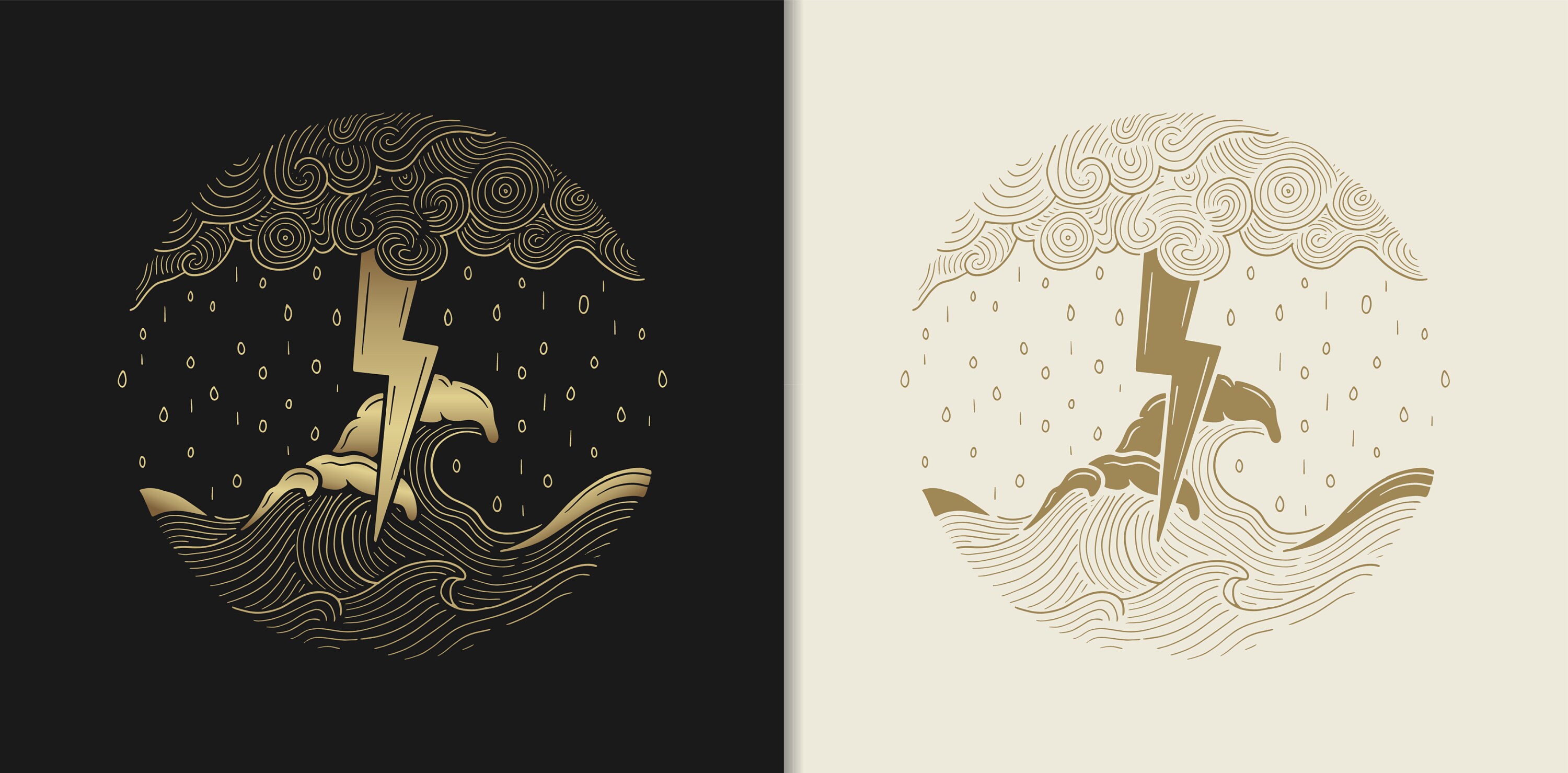 Hand Drawn Tarot Card SVG: Lightning Rainstorm Clipart (digital ...