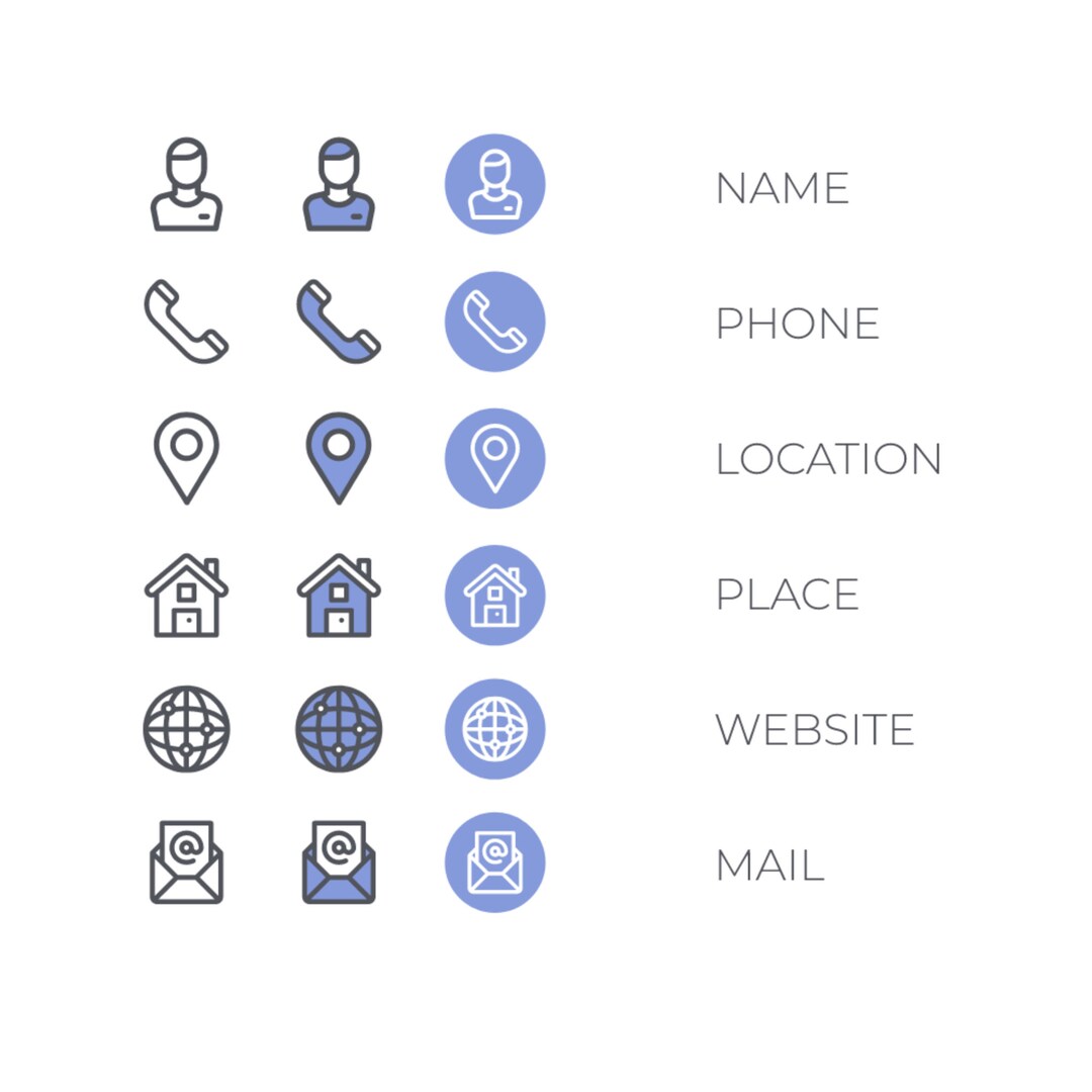 Business Card Icons SVG Bundle: Hand Drawn Website Elements (digital ...