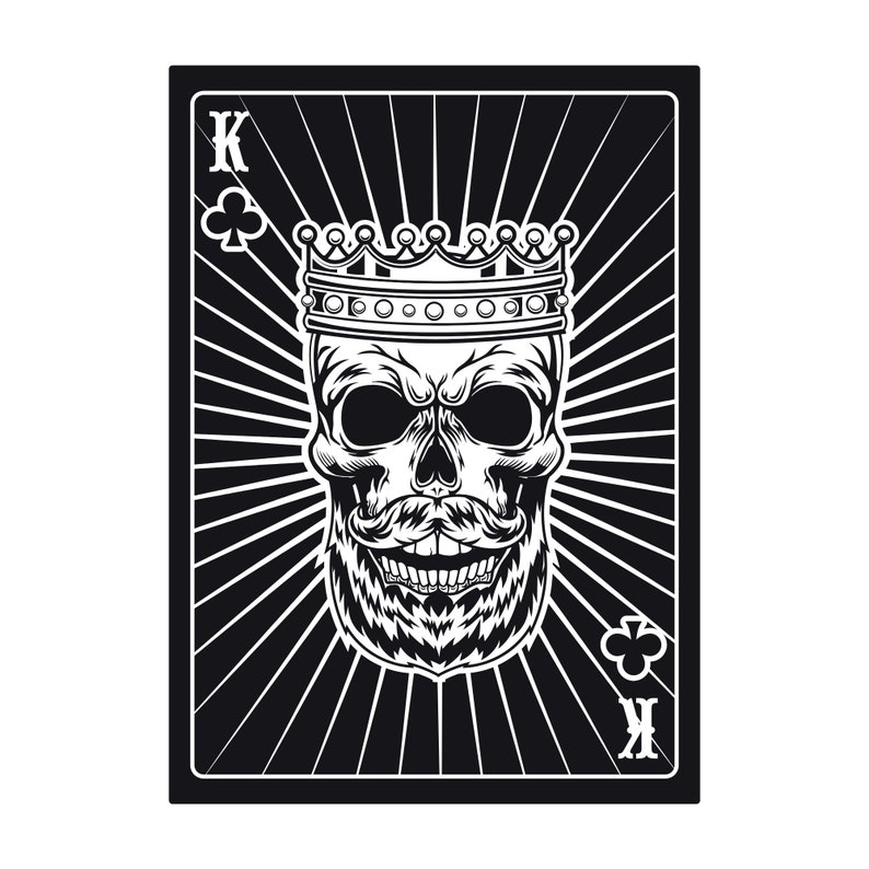 Hand Drawn King Skull Playing Card SVG King Clubs Skeleton - Etsy