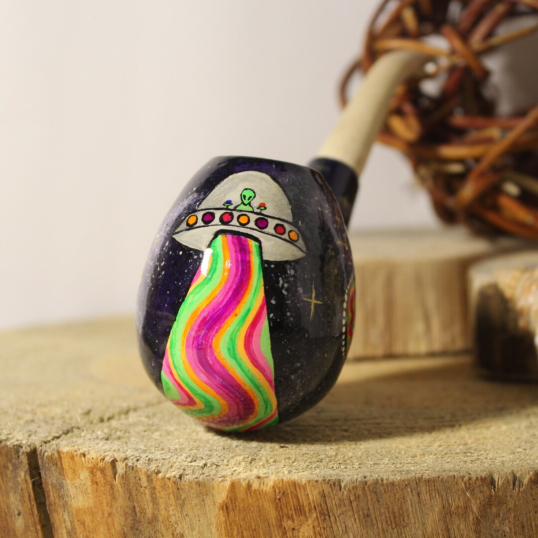 Wooden Tobacco Pipe. Peace Pipe. Alien Pipe. Space Pipe. Cute Pipe. - Etsy