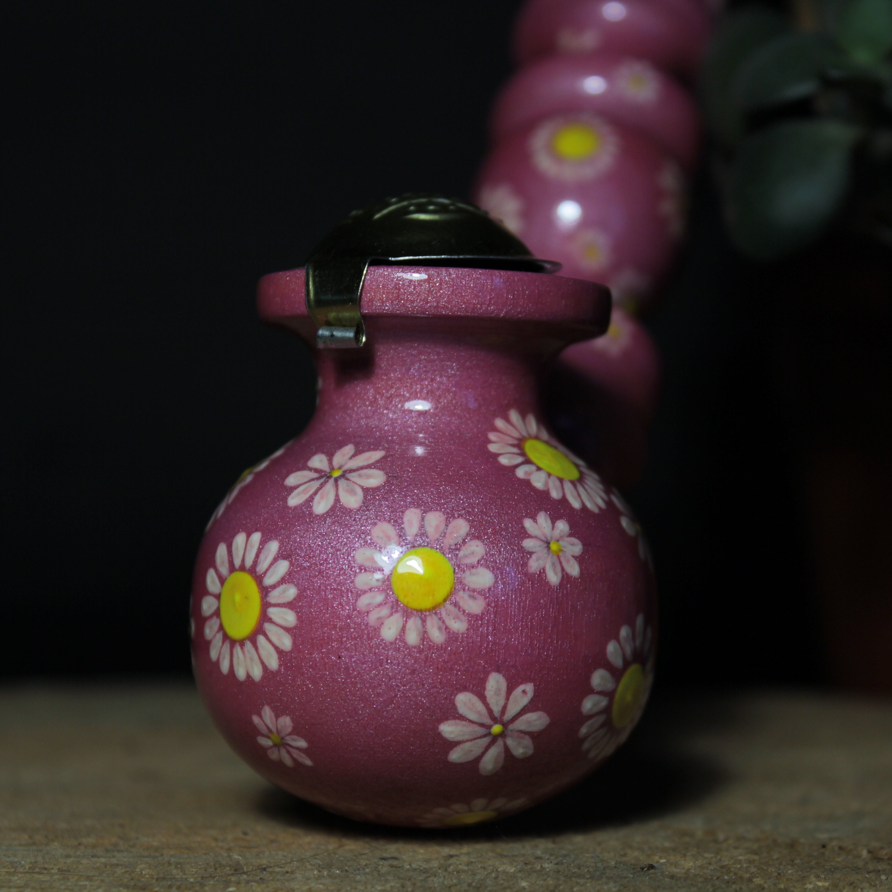 Long Wooden Pipe. Wooden Smoking Pipe With Cute Daisies. Peace Pipe ...