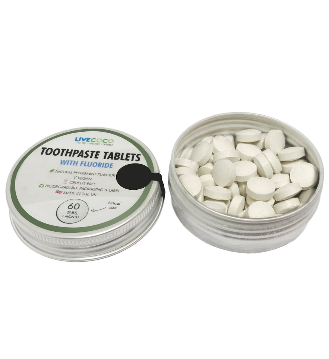 Fresh Peppermint, Fluoride-1440ppm, Zero Waste Toothpaste Tablets ...