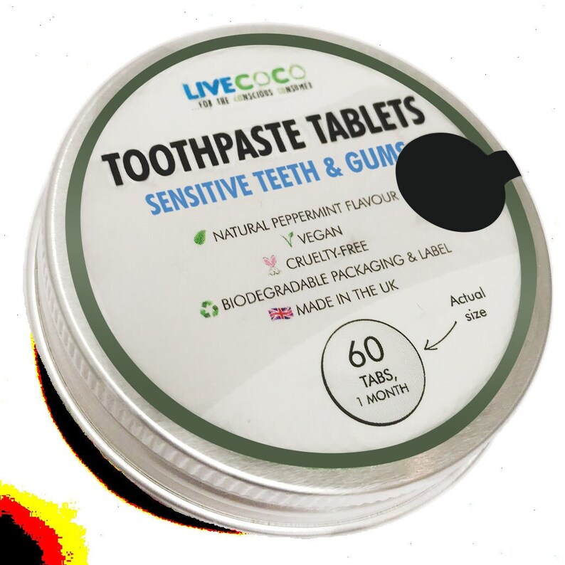 Sensitive Teeth & Gums, Zero Waste Toothpaste Tablets, Natural Peppermint, Vegan, Cruelty-free ...