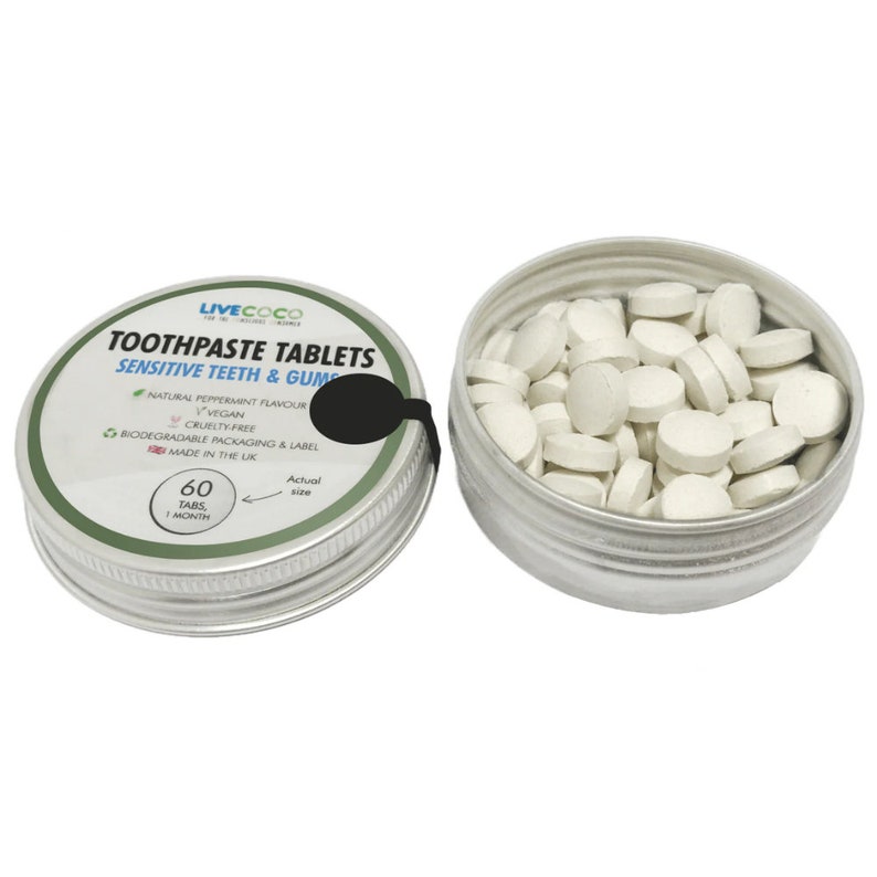Sensitive Teeth & Gums, Zero Waste Toothpaste Tablets, Natural Peppermint, Vegan, Cruelty-free ...