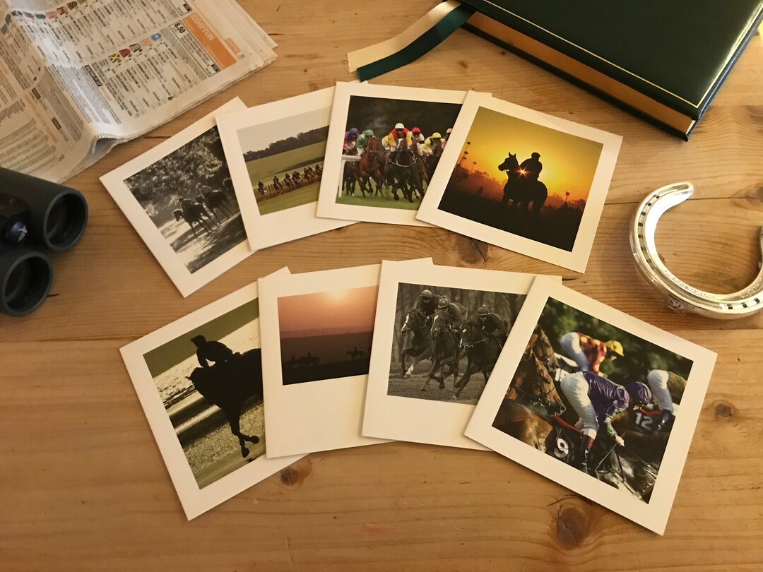 Horse Racing Photo Greetings Cards, Pack of 8, Blank Inside ...