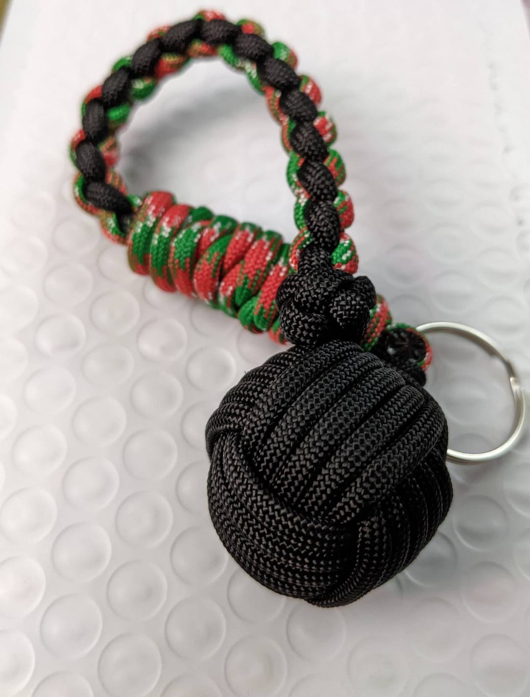 The Rattler - Custom Monkeys Fist Paracord Keychain With 1 Inch Steel ...