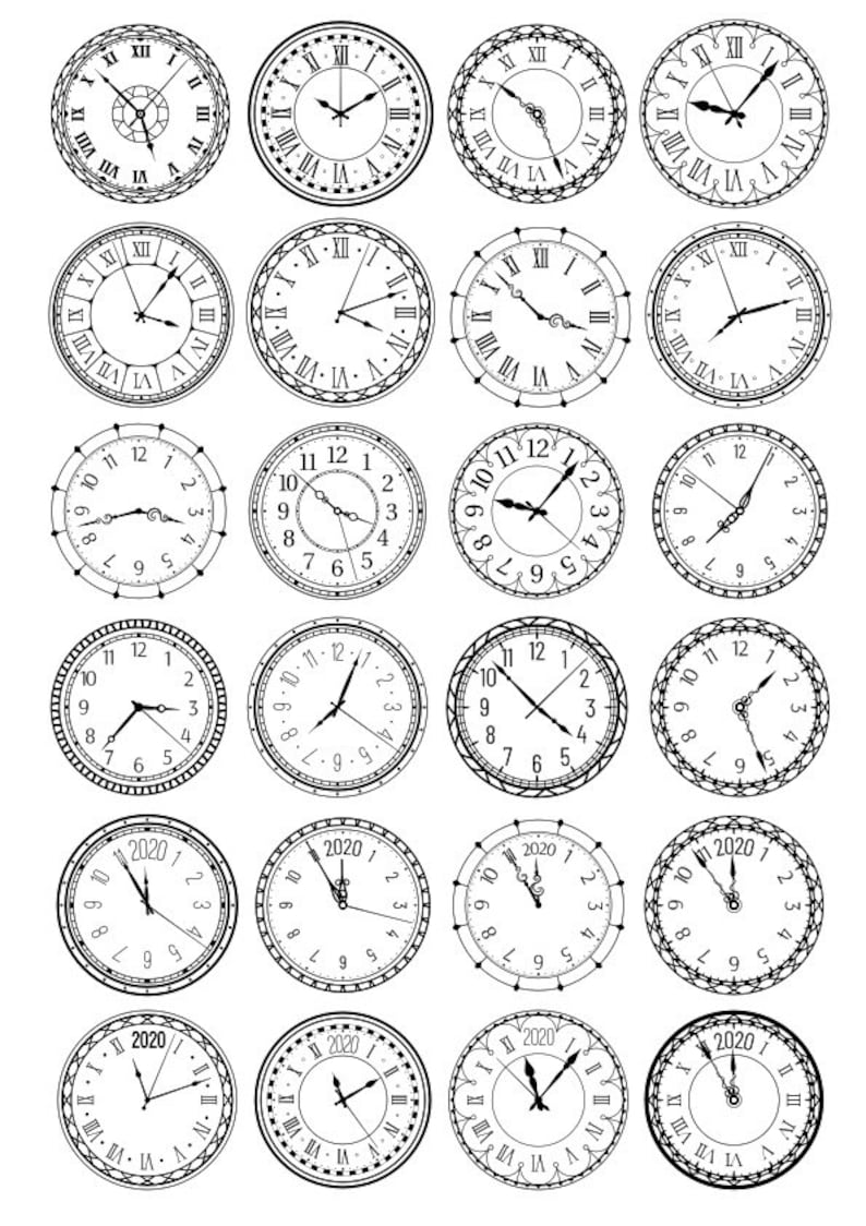 Clock Face Svg, Clock Png, Clock Face Clipart Bundle Cut Files, Clock ...