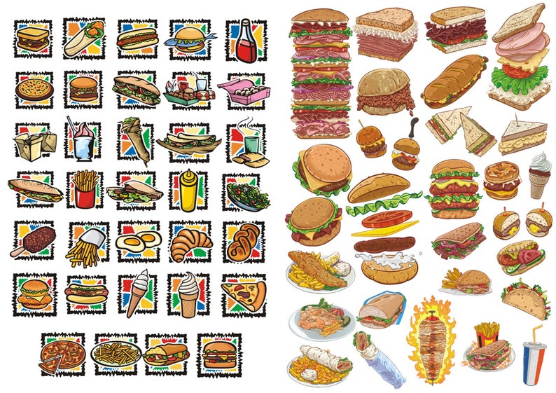 FAST FOOD Digital Clipart, Food Silhouette, Fast Food Vector Clip Art ...