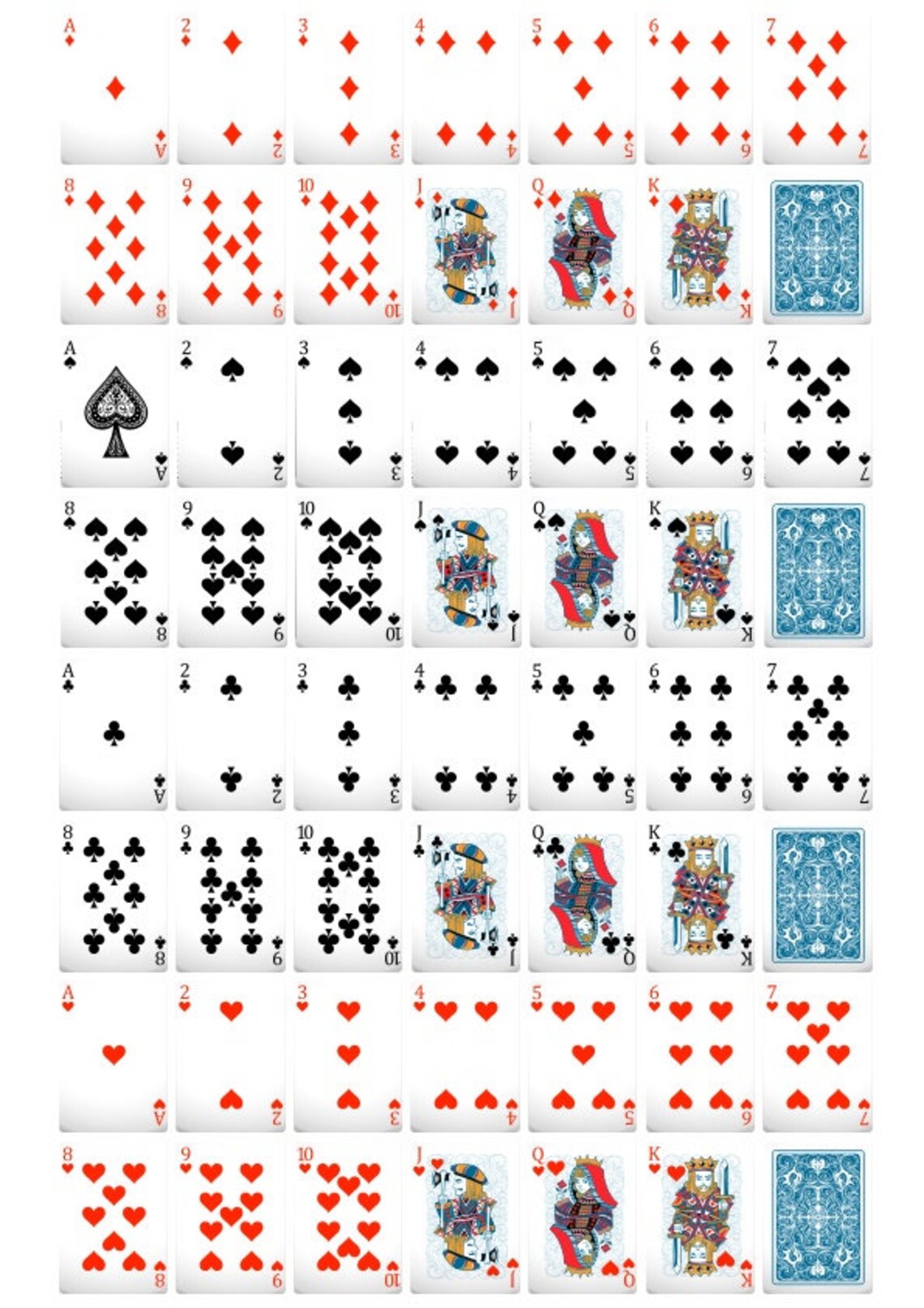 Playing Cards SVG | Poker Playing Card Full Deck Vector PNG 52 Playing ...