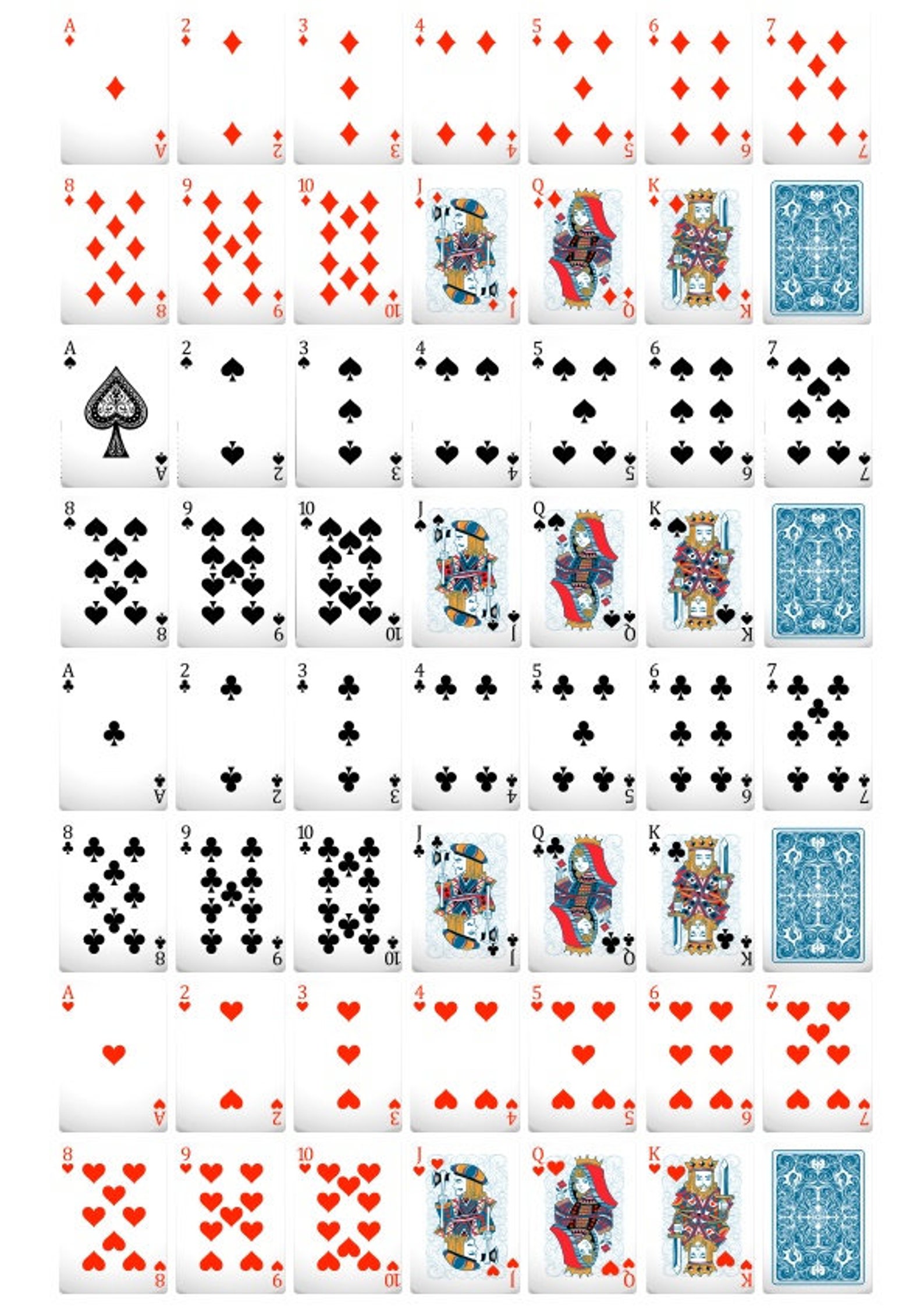 Playing Cards SVG | Poker Playing Card Full Deck Vector PNG 52 Playing ...