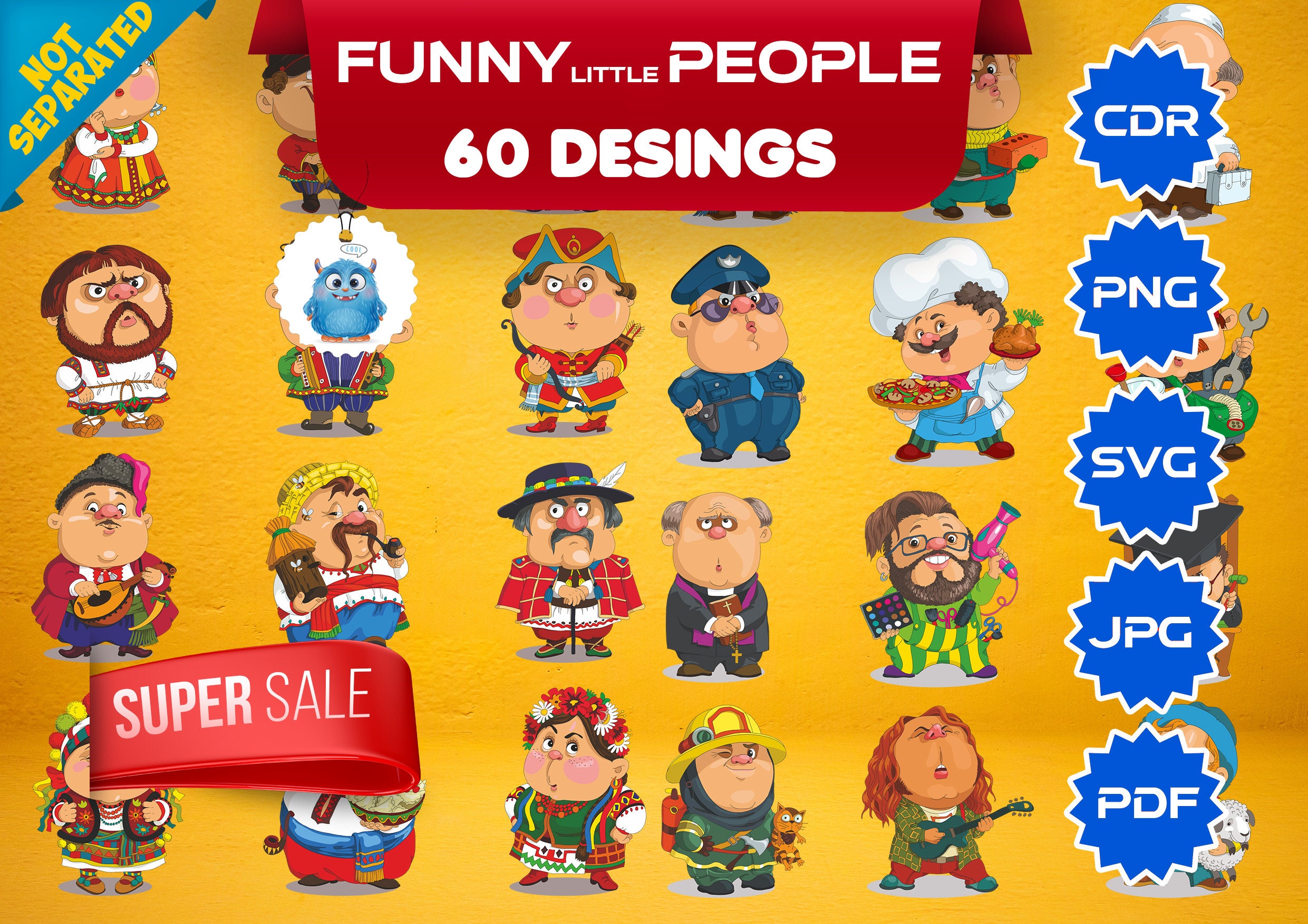 60 Funny Little People Vector SVG PNG JPG Pdf Cdr Digital Download ...