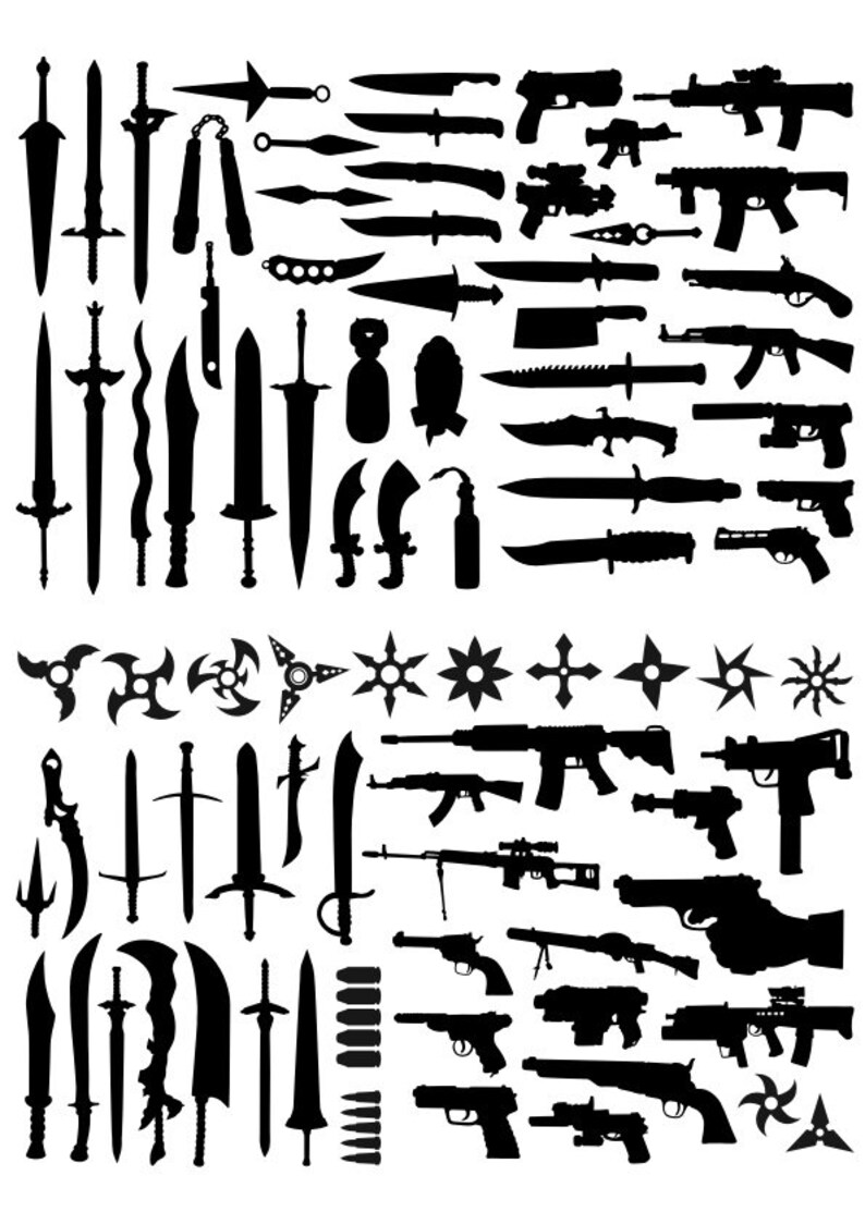 GUN BUNDLE SVG Png , Gun Clipart, Weapon Svg, Pistol Svg, Crossed Gun ...