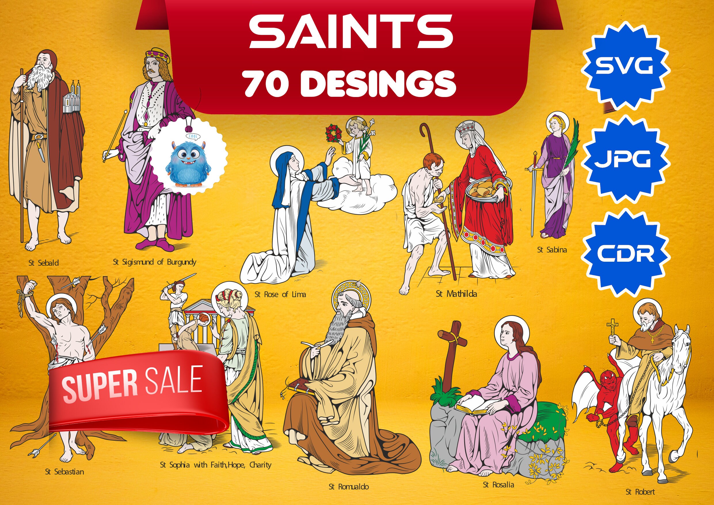 70 Saints Vector, Religious Vector, Saint Character, Prayer, CDR, SVG ...