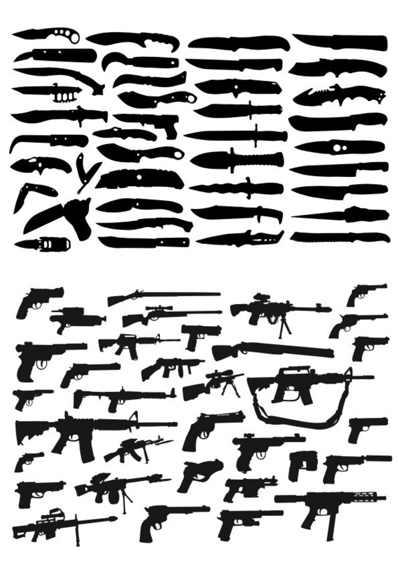 GUN BUNDLE SVG Png , Gun Clipart, Weapon Svg, Pistol Svg, Crossed Gun ...