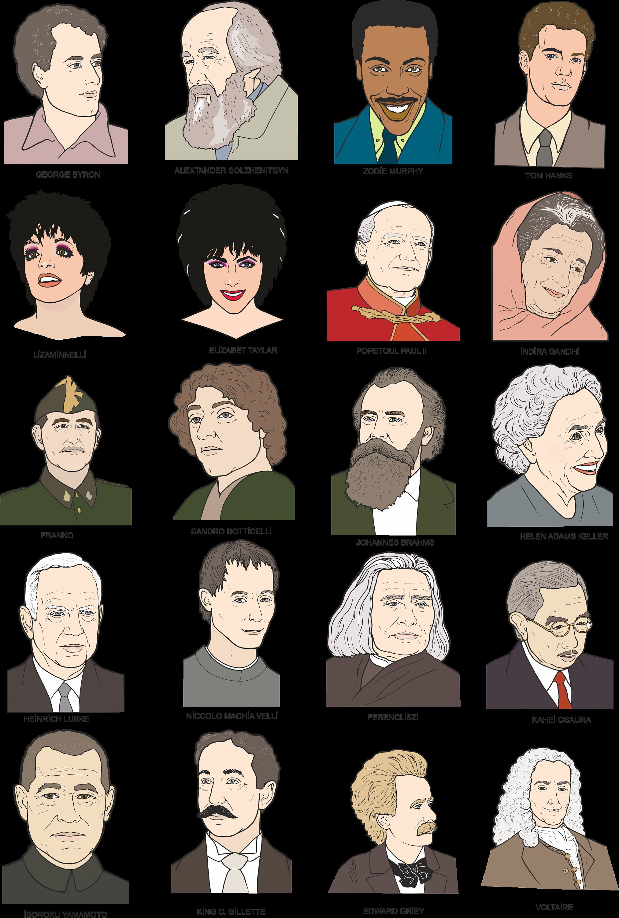 The Biggest FAMOUS Celebrity SVG, PNG 200 Archive physicists, Painters ...