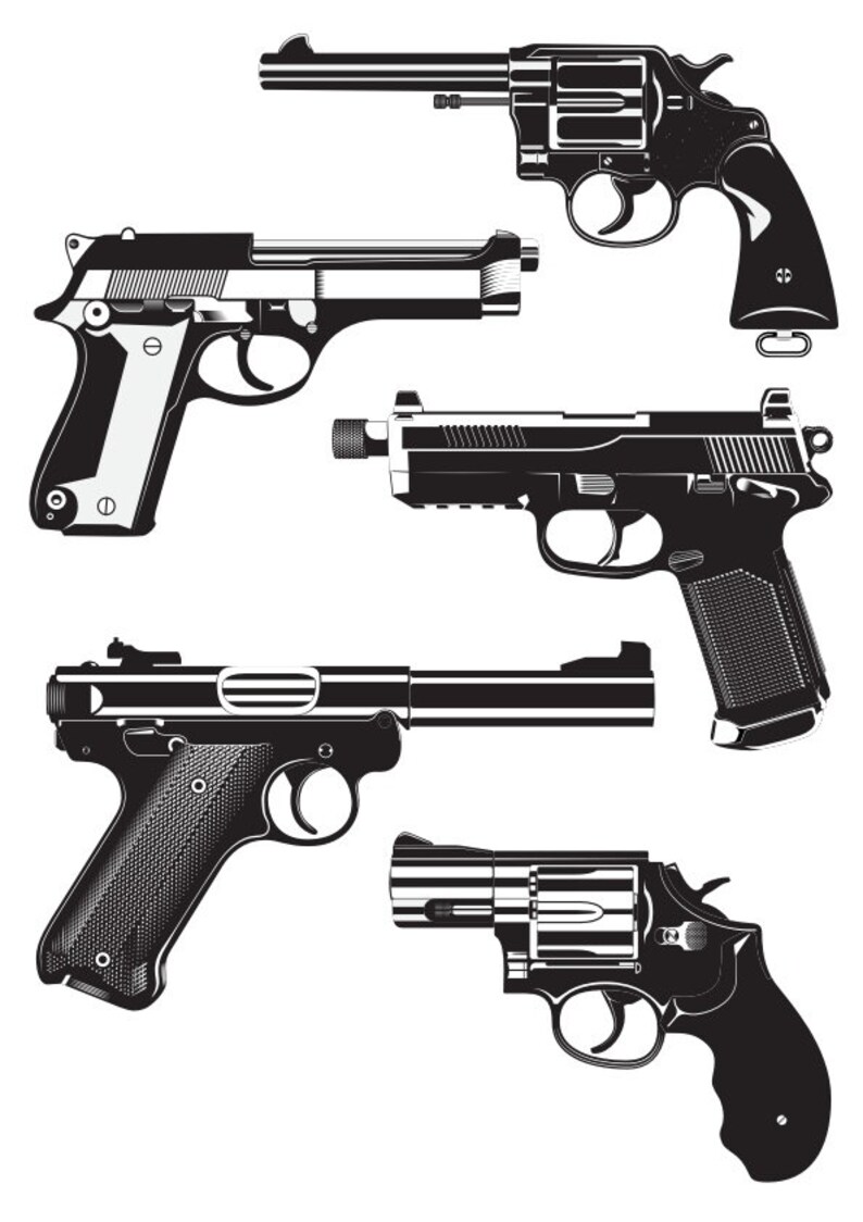 GUN BUNDLE SVG Png , Gun Clipart, Weapon Svg, Pistol Svg, Crossed Gun ...