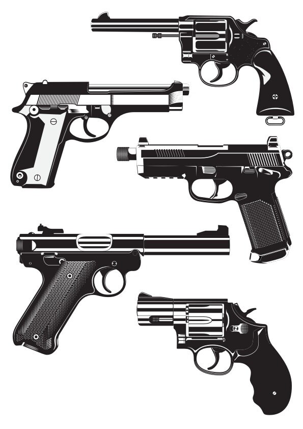 GUN BUNDLE SVG Png , Gun Clipart, Weapon Svg, Pistol Svg, Crossed Gun ...