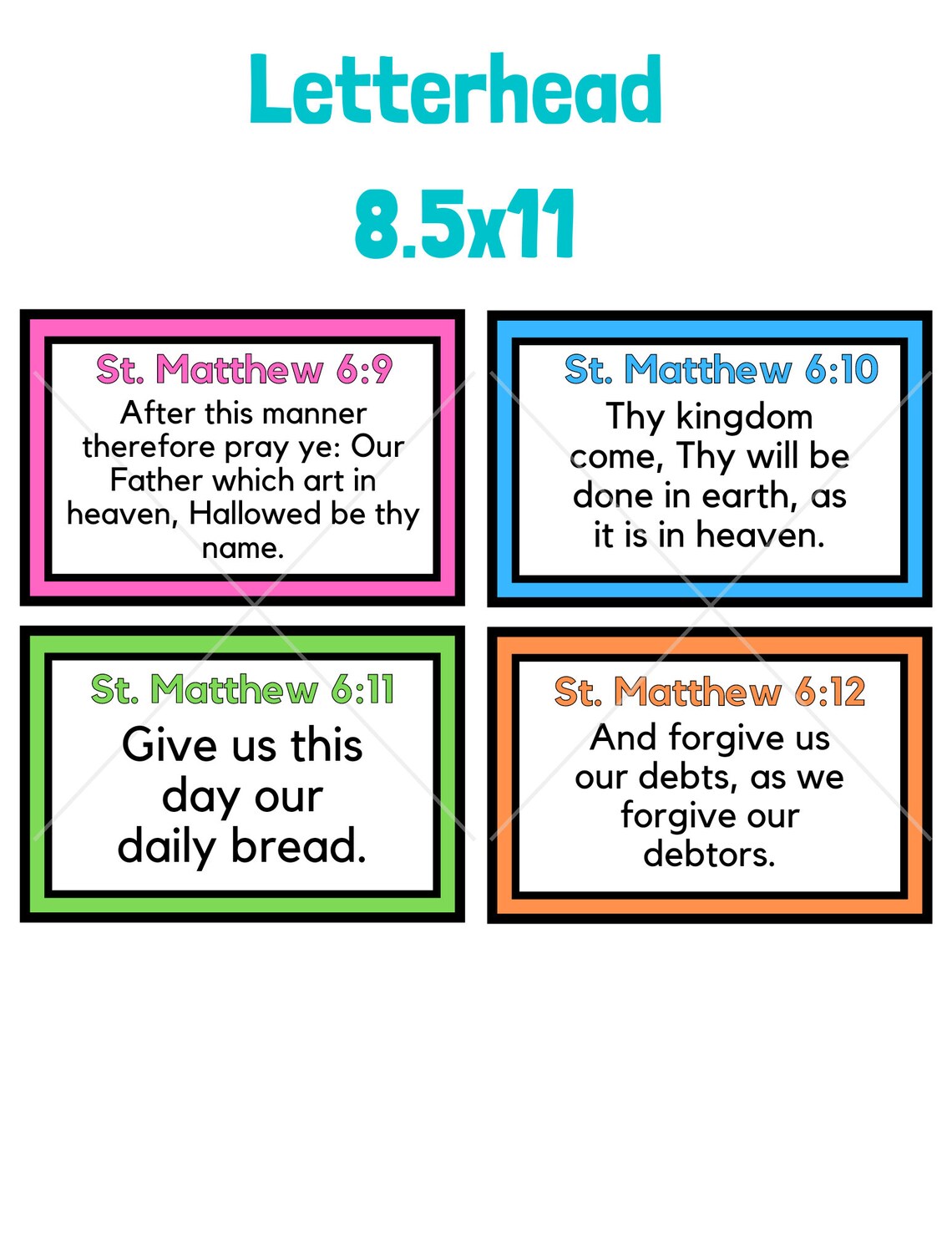 Lord's Prayer Flashcards | KJV Lord's Prayer Printables | Lord's Prayer ...