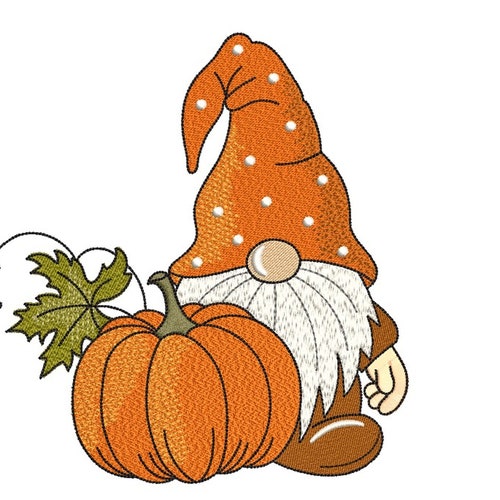 Fall Gnome With Pumpkin Embroidery Design Autumn Embroidery - Etsy
