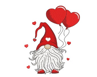 Valentine Gnome Embroidery Design, 3 Sizes, Instant Download - Etsy